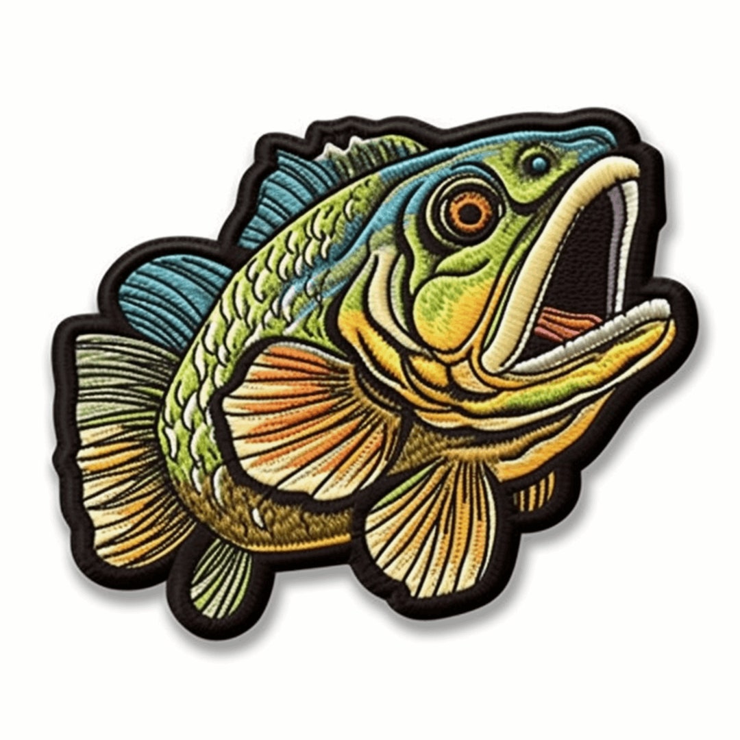 Large Mouth Bass Fish Fish Patch Iron-on/sew-on Applique for Clothing ...
