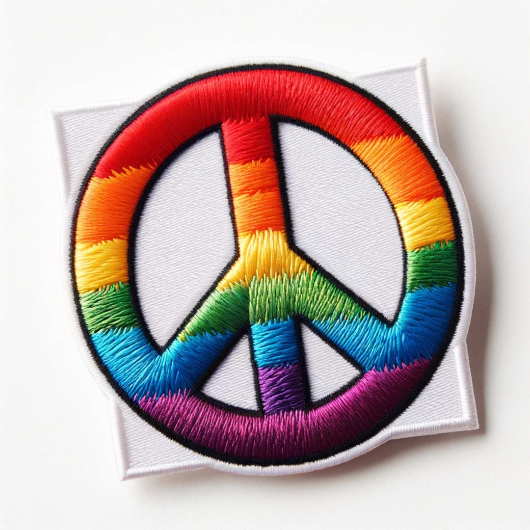 Rainbow Peace Sign Patch Embroidered Iron-on/sew-on Applique for ...