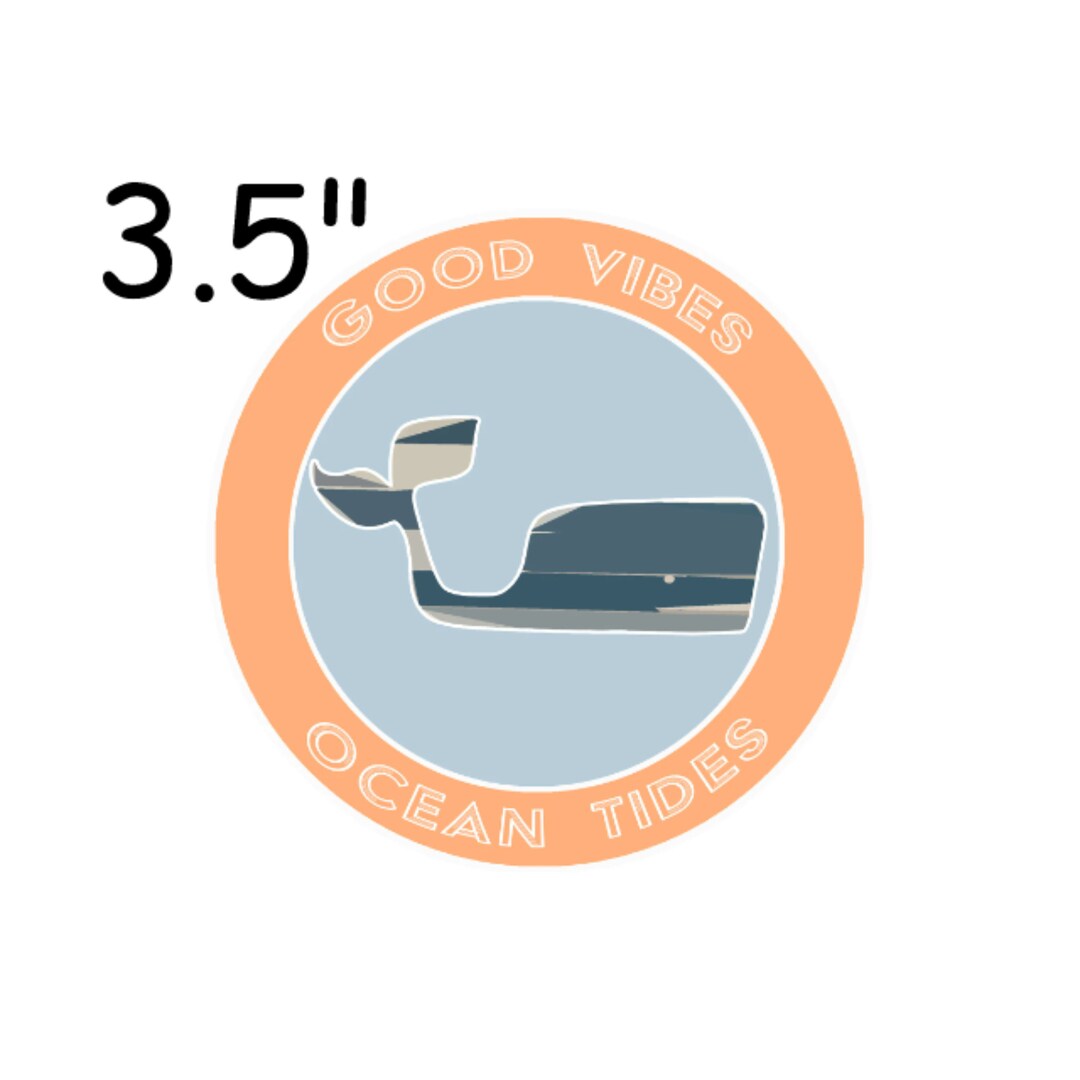 Whale Decal Good Vibes, Ocean Tides Vinyl Decal 3.5 for Cars Laptops ...