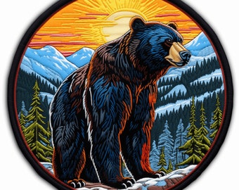 Bear Black Bear W/fish Wild Animal Embroidered Iron on Applique Patch ...