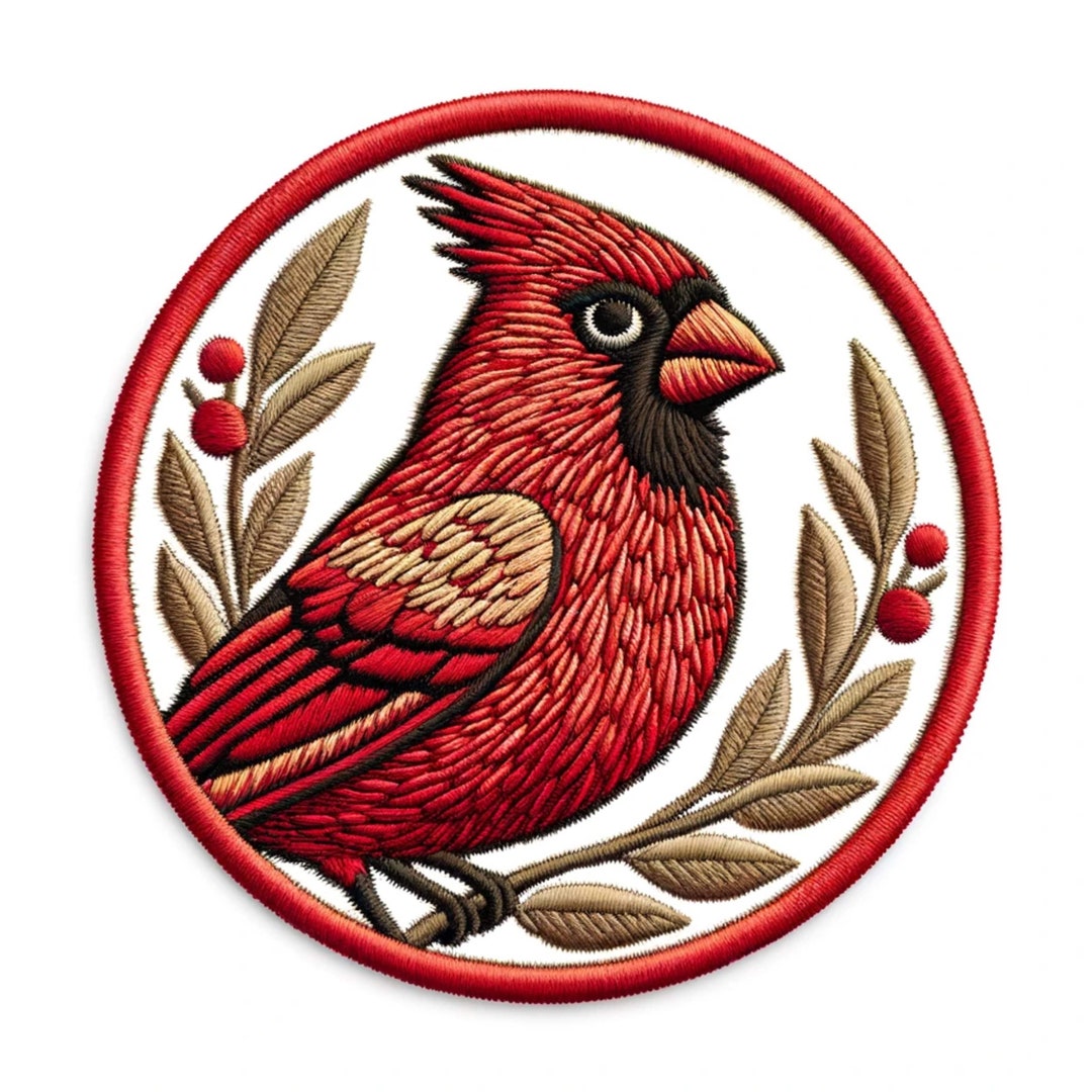 Red Cardinal Patch Embroidered Iron-on/sew-on Applique for Clothing ...