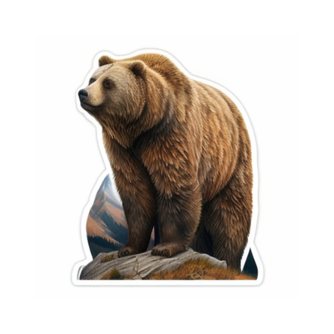 Grizzly Bear Vinyl Nature Sticker, Waterproof Vinyl Forest Lover ...