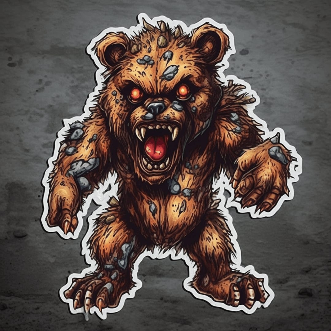 Zombie Grizzly Bear Vinyl Nature Sticker Waterproof Vinyl - Etsy