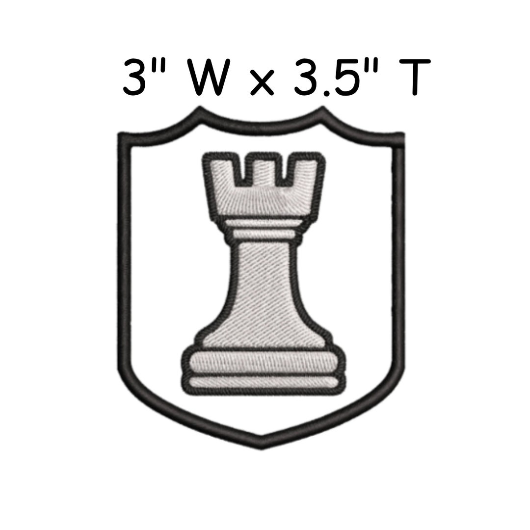 White Rook Chess Piece Patch 3.5 Embroidered DIY Iron-on Applique Vest ...
