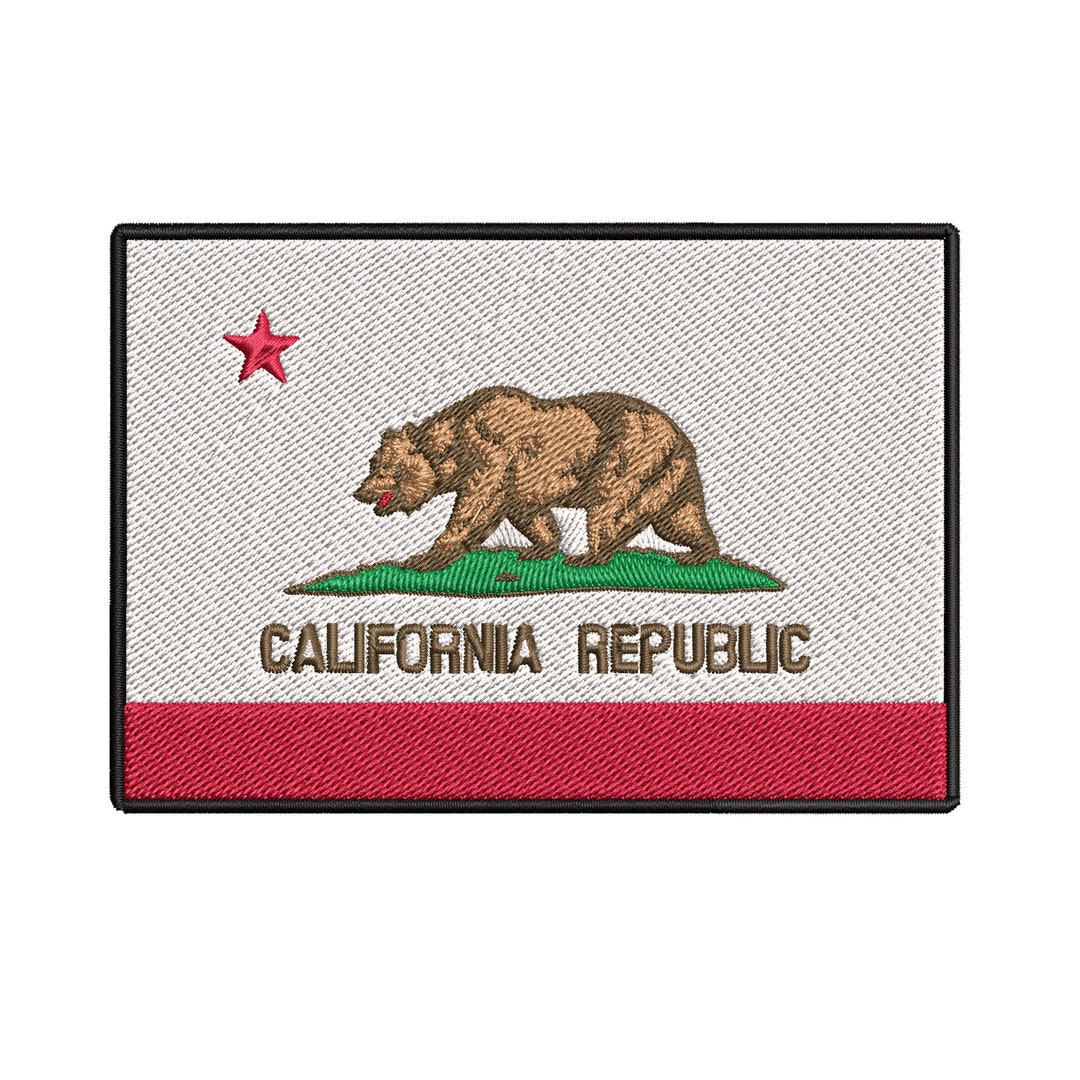 California State Flag Patch Bear Symbol Embroidered Iron-on Embroidery ...