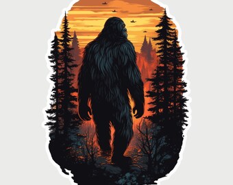 Bigfoot in the Forest Sticker, Waterproof Vinyl Sticker, UV Resistant ...