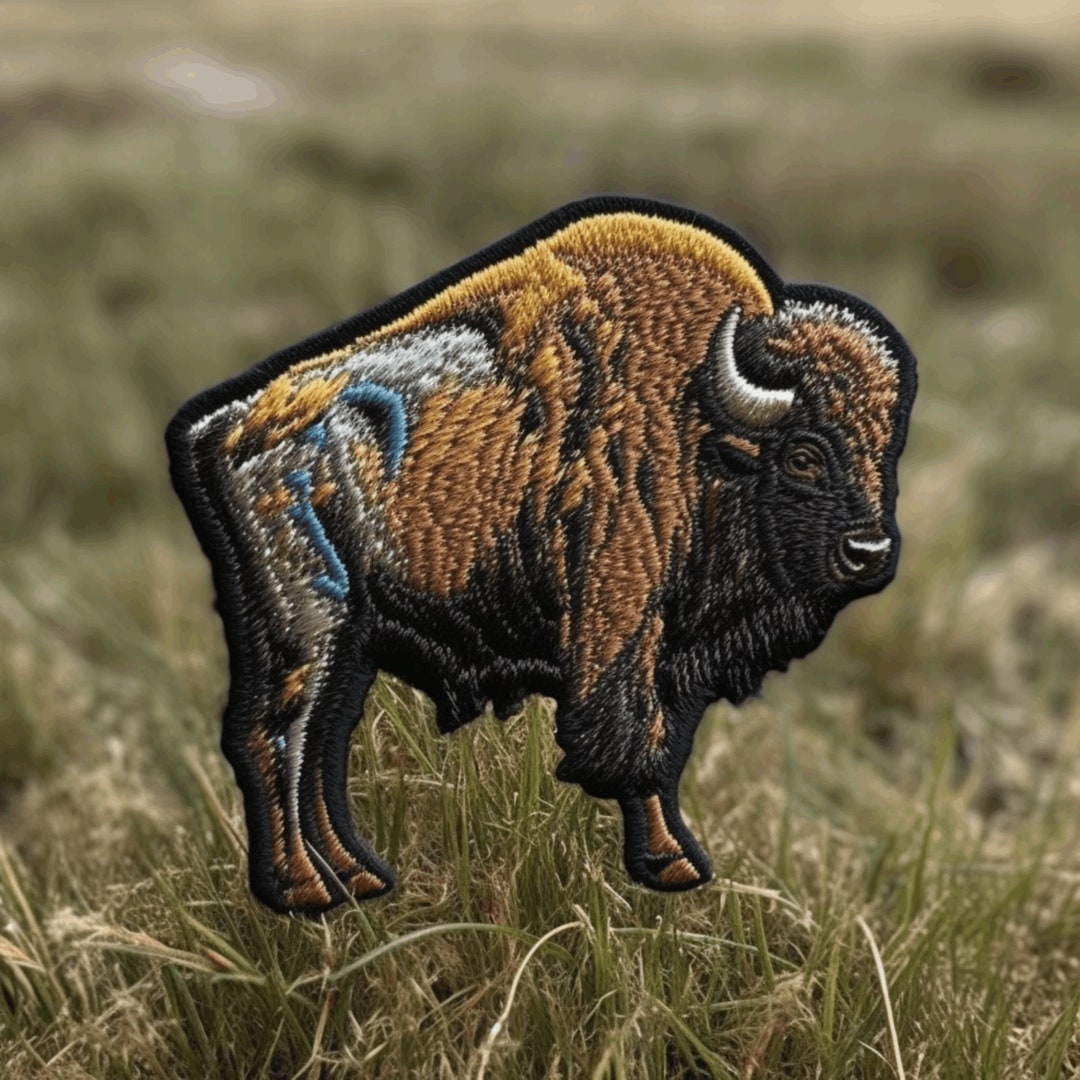 Bison Patch Iron-on/sew-on Applique for Clothing Vest Jacket Backpack ...