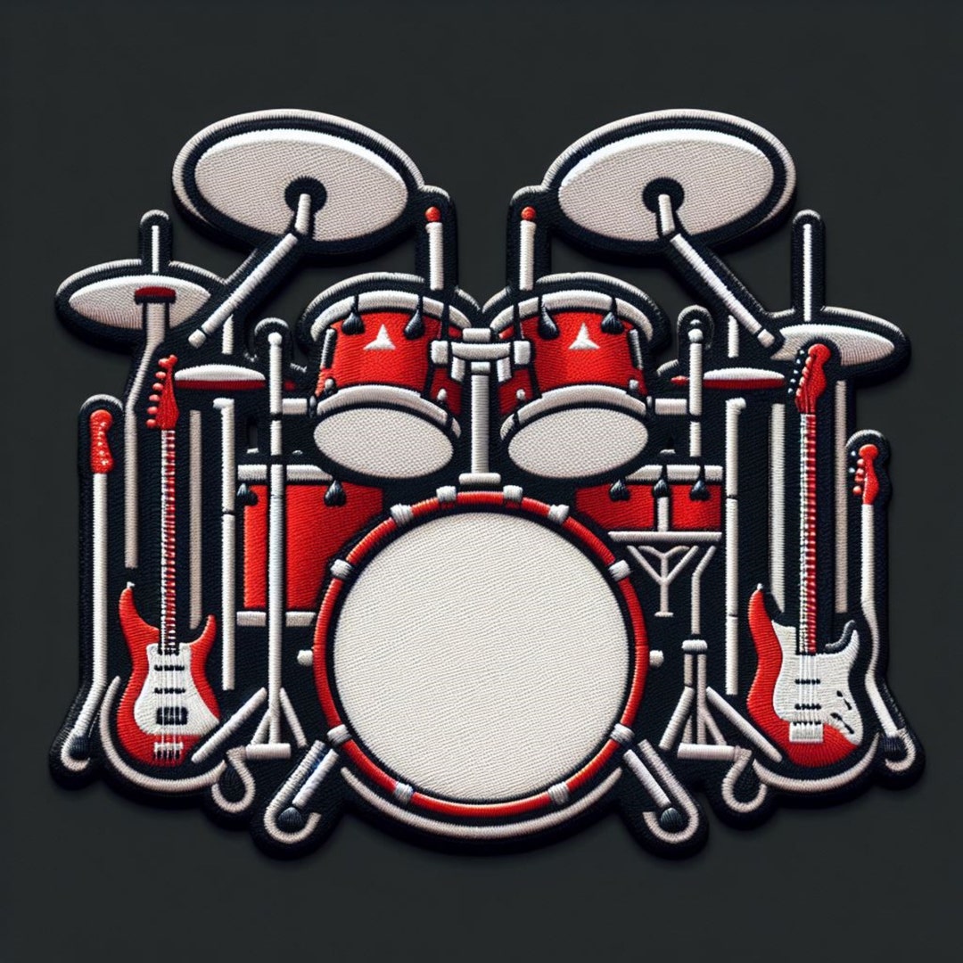 Drum Set Patch Iron-on/sew-on Applique for Clothing Jacket Jeans ...