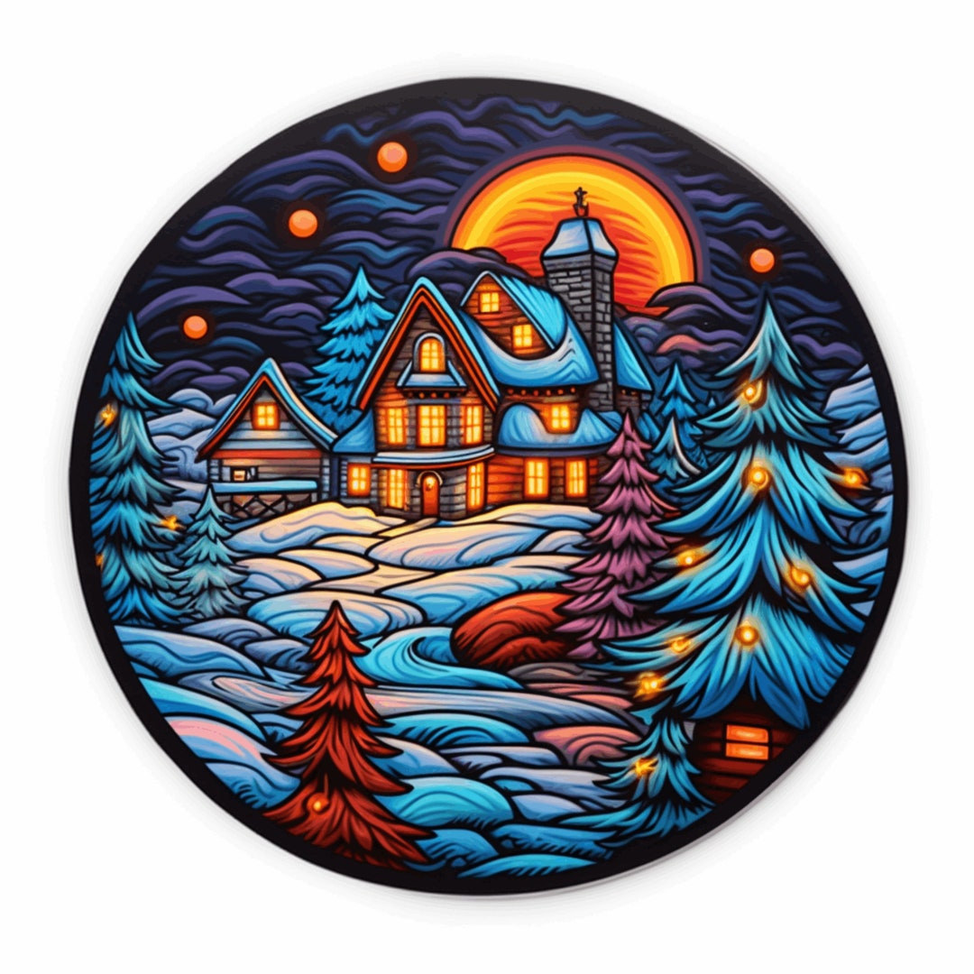 Snow Covered Cabin Sticker, Car Truck Window Bumper Vinyl Graphics ...