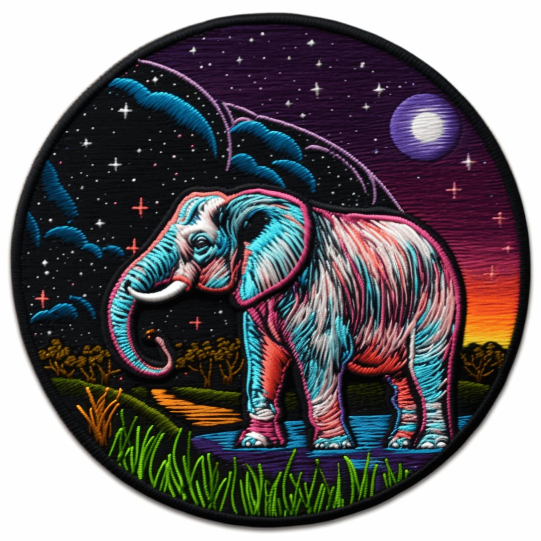 Elephant Patch Iron-on/sew-on Applique for Clothing Jacket Vest Jeans ...