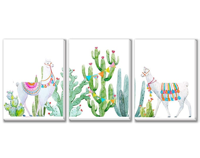 Llama Nursery Decor, Llama and Cactus Prints, Baby Girl Nursery Art ...
