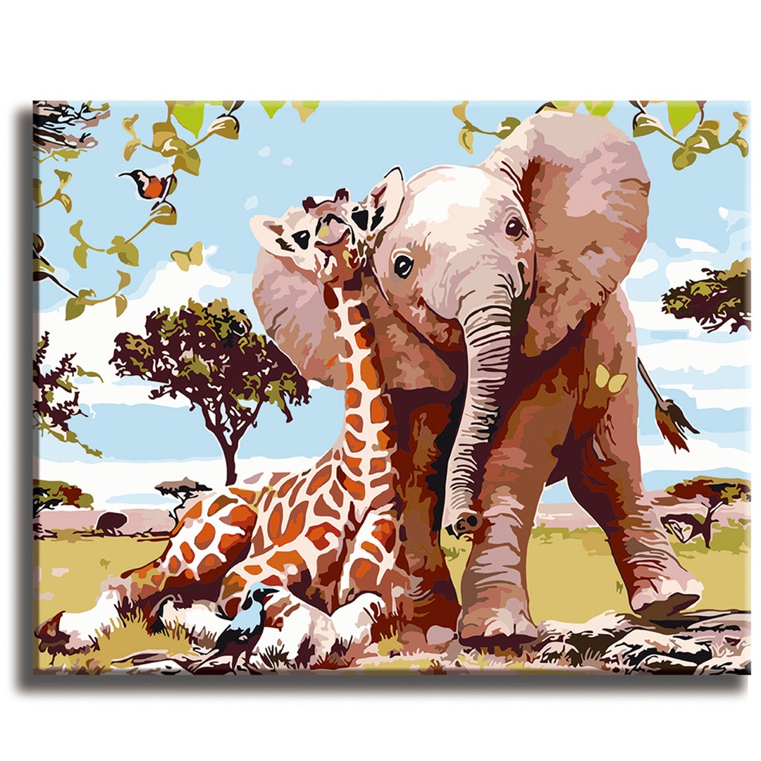 Happy Zoo Paint by Numbers Colorful Oil Painting Abstract 16x20 Framed ...