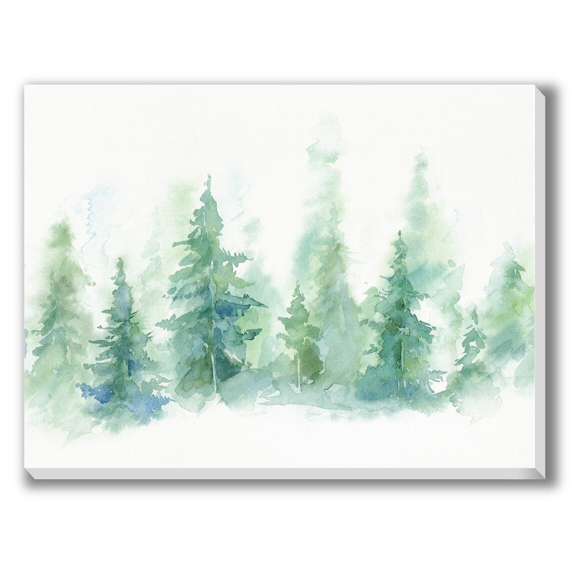 Pine Tree Forest Watercolor Painting on Canvas Wall Art | Etsy