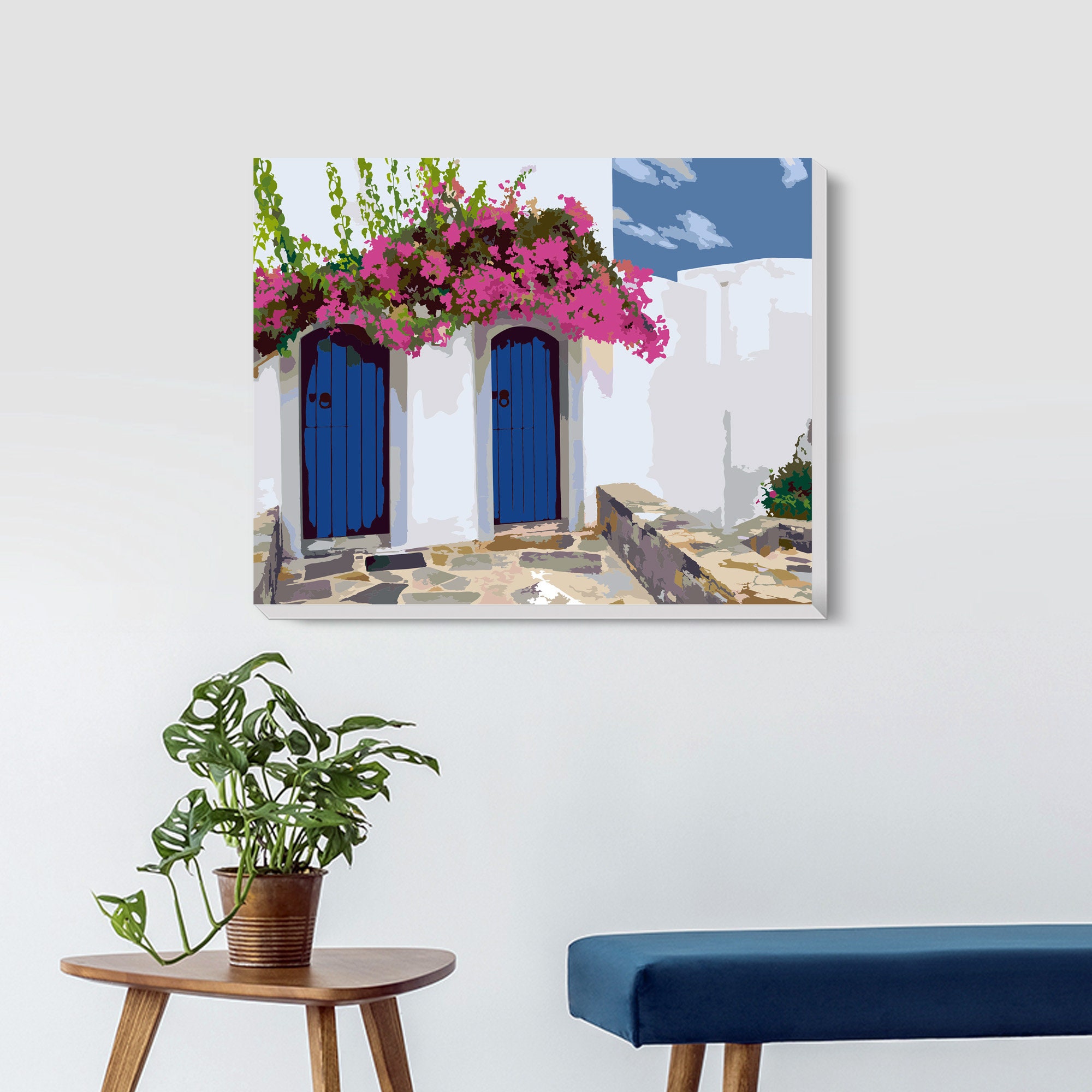 Greek Style Windows Paint by Numbers Colorful Oil Painting | Etsy