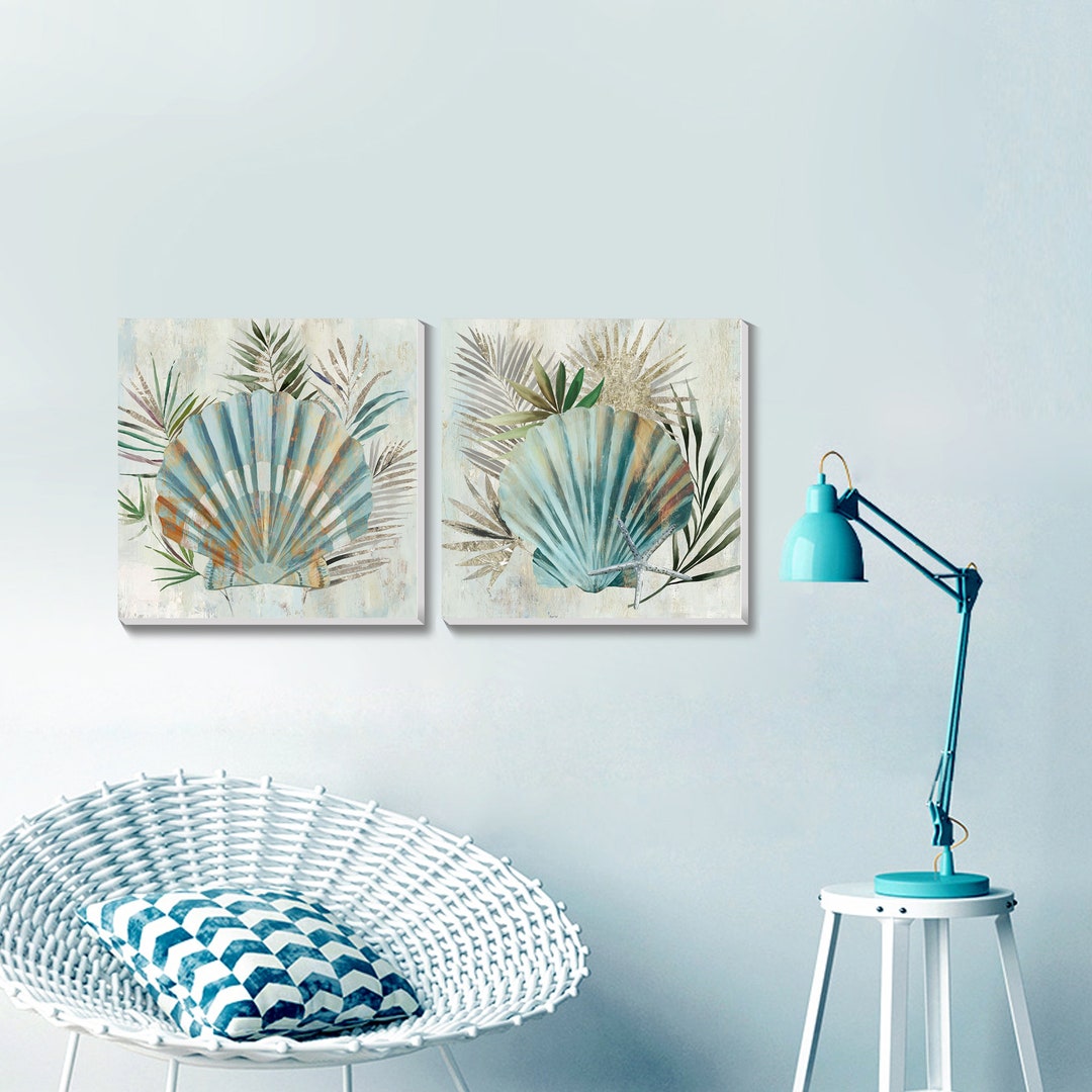 Texture of Dreams Seashells Scallop Canvas Wall Art : Living Room Home ...
