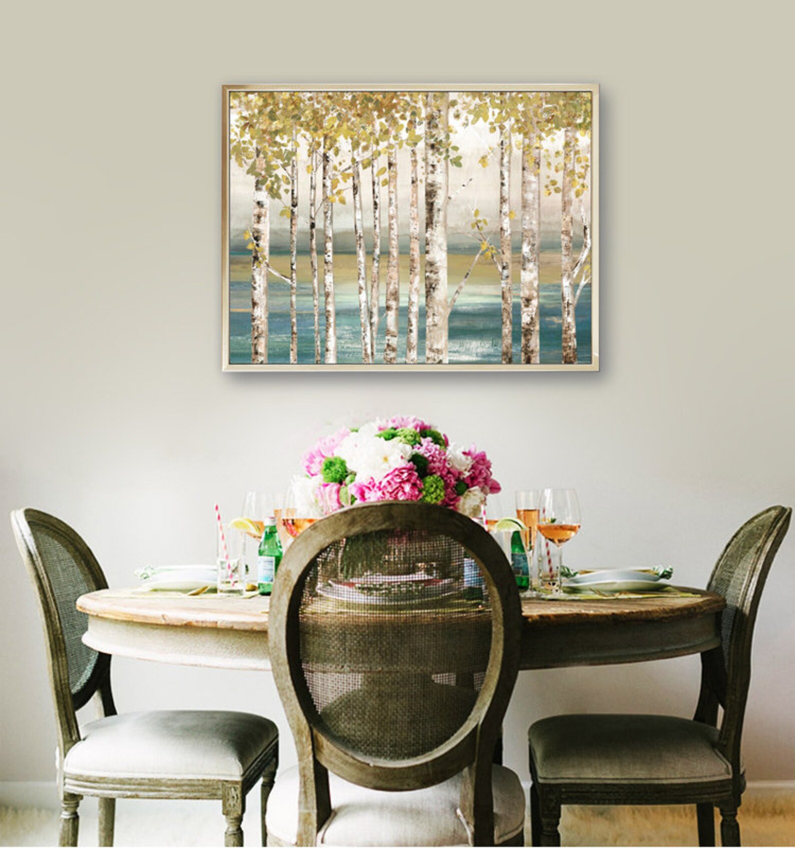 Silver Framed Canvas Wall Art Picture Nordic Style Aspen - Etsy