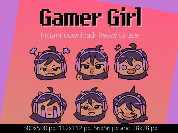 6 Gamer Girl Emotes / Twitch Youtube or Discord Channels / - Etsy