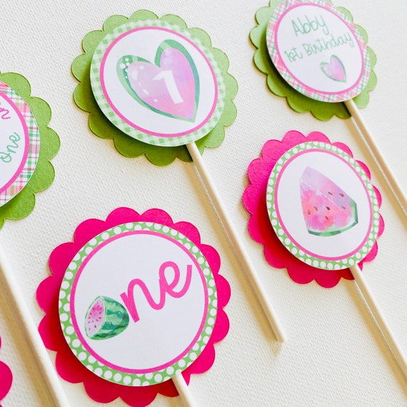 Watermelon Cupcake Toppers. Watermelon Toppers/ One in a Melon Party ...