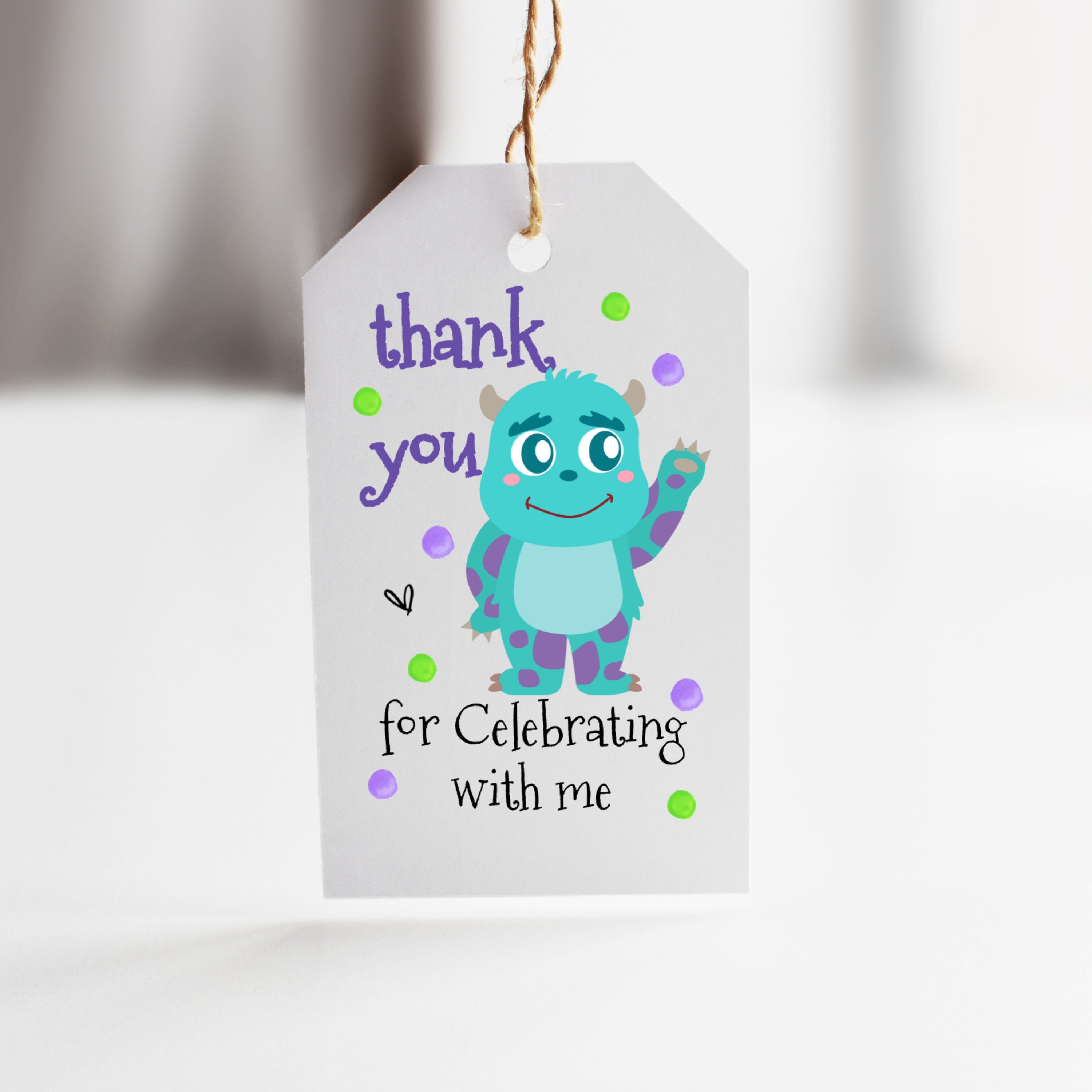 Monster Inc Inspired Favor Tags, Monster Printable Favor Tags, Monster ...