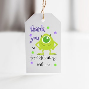 Monster Inc Inspired Favor Tags, Monster Printable Favor Tags, Monster ...
