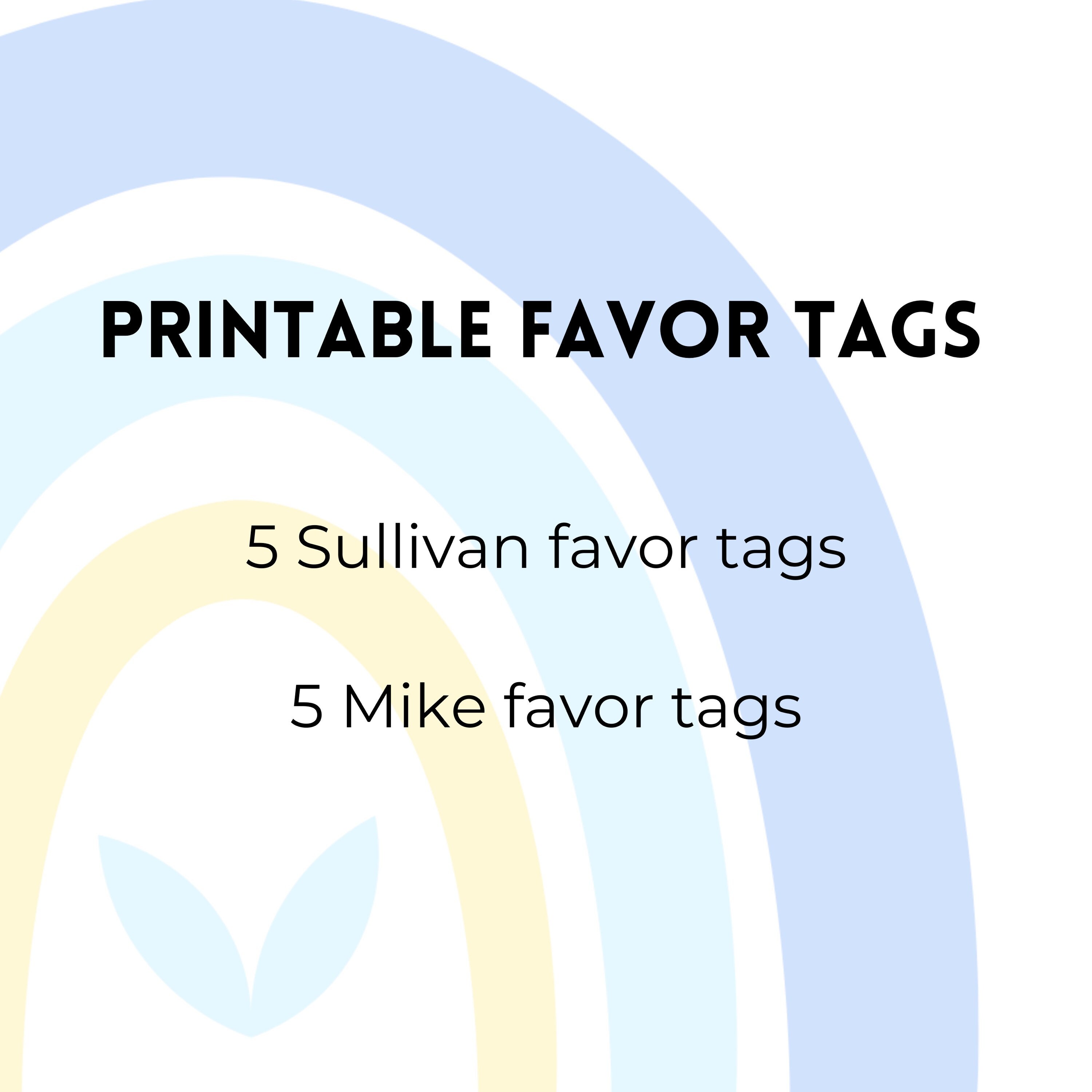 Monster Inc Inspired Favor Tags Monster Printable Favor Tags - Etsy