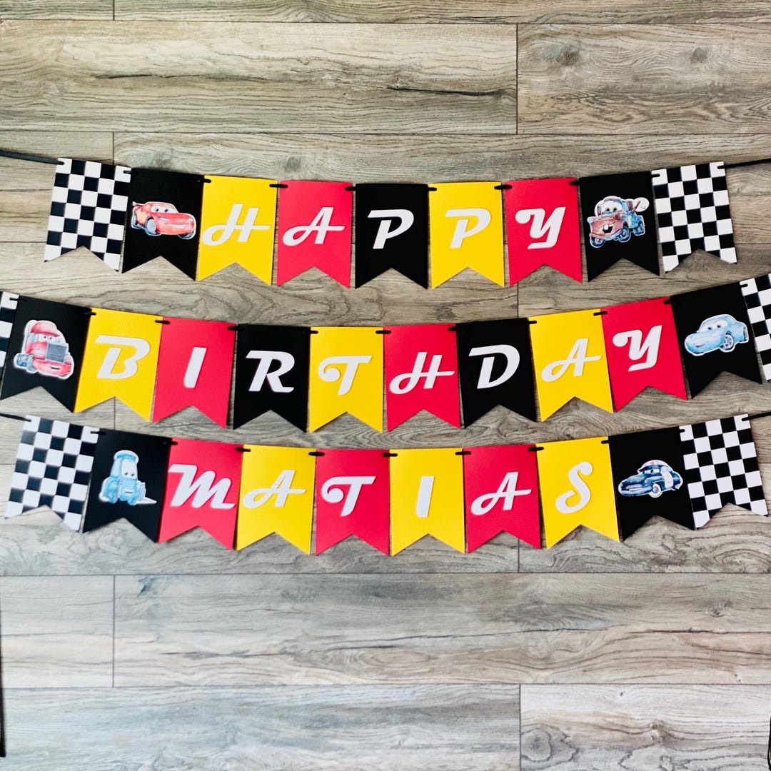 Cars Movie Inspired Birthday Banner, Lightning Mcqueen Inspired Banner ...