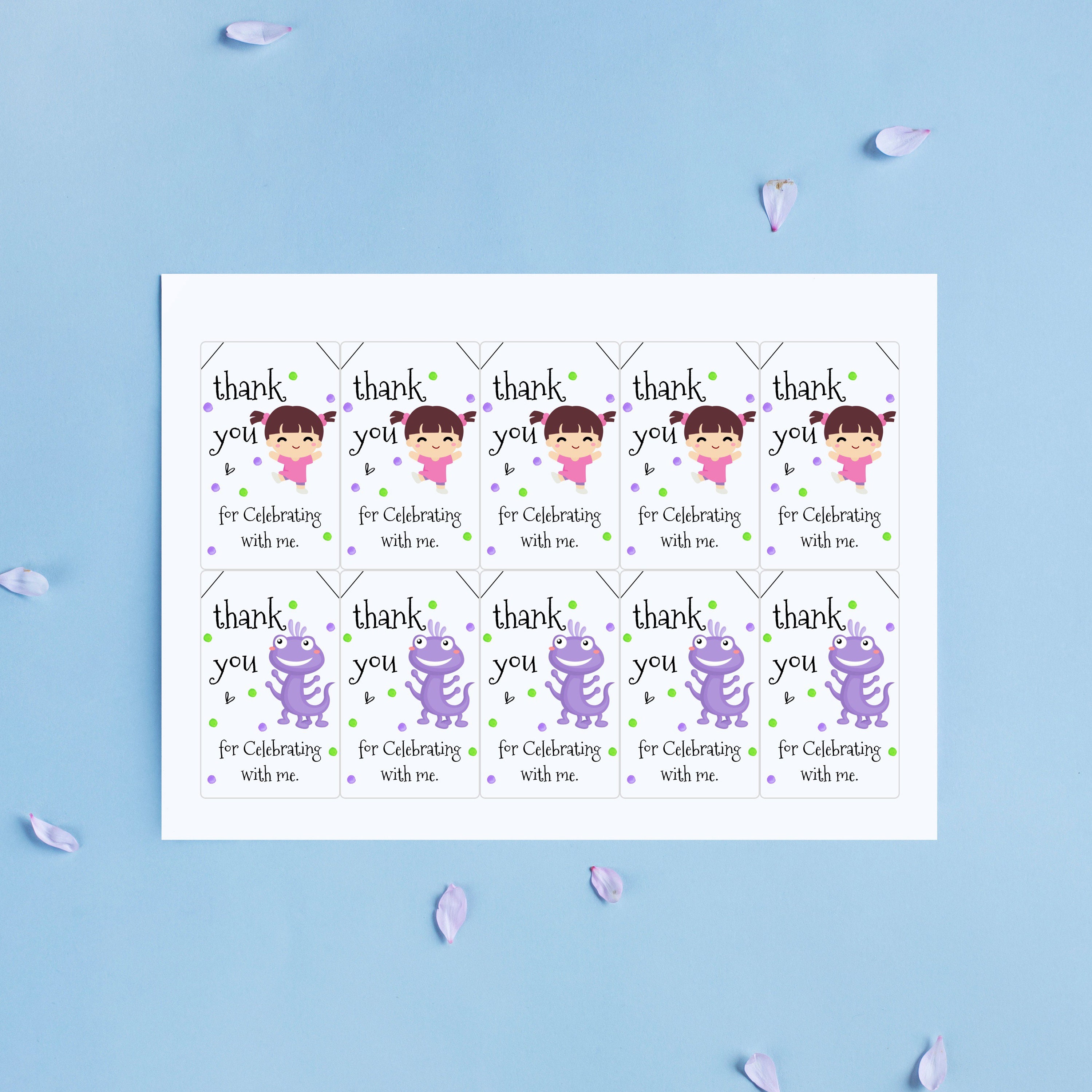 Monster Inc Inspired Favor Tags, Monster Printable Favor Tags, Monster ...