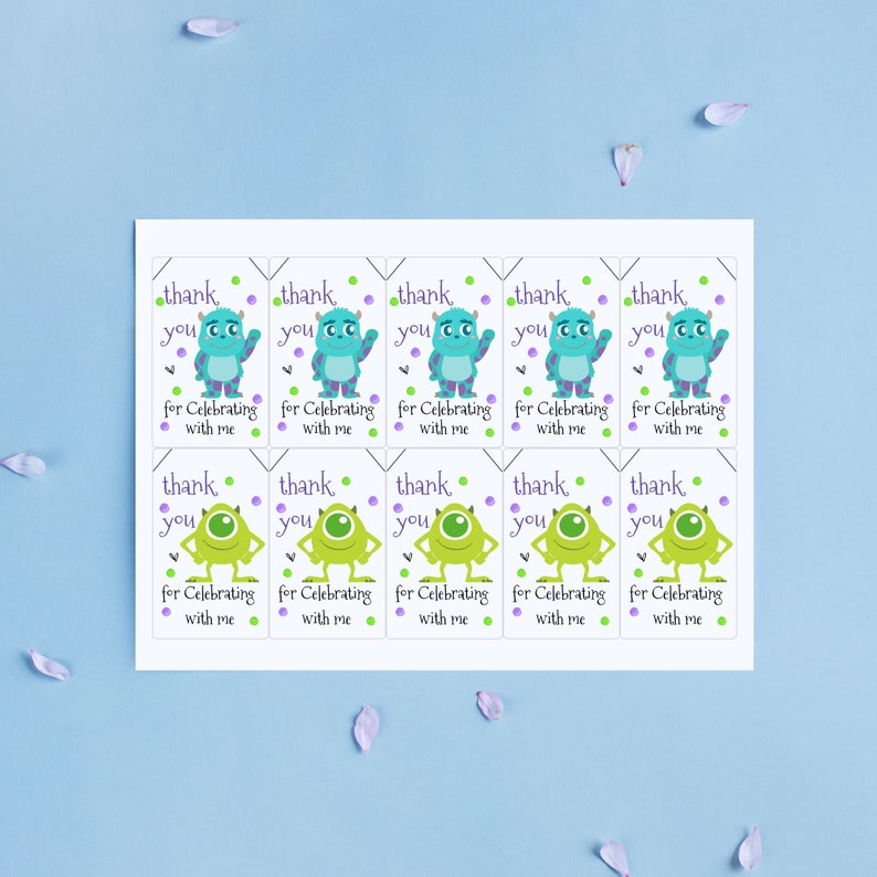 Monster Inc Inspired Favor Tags, Monster Printable Favor Tags, Monster ...