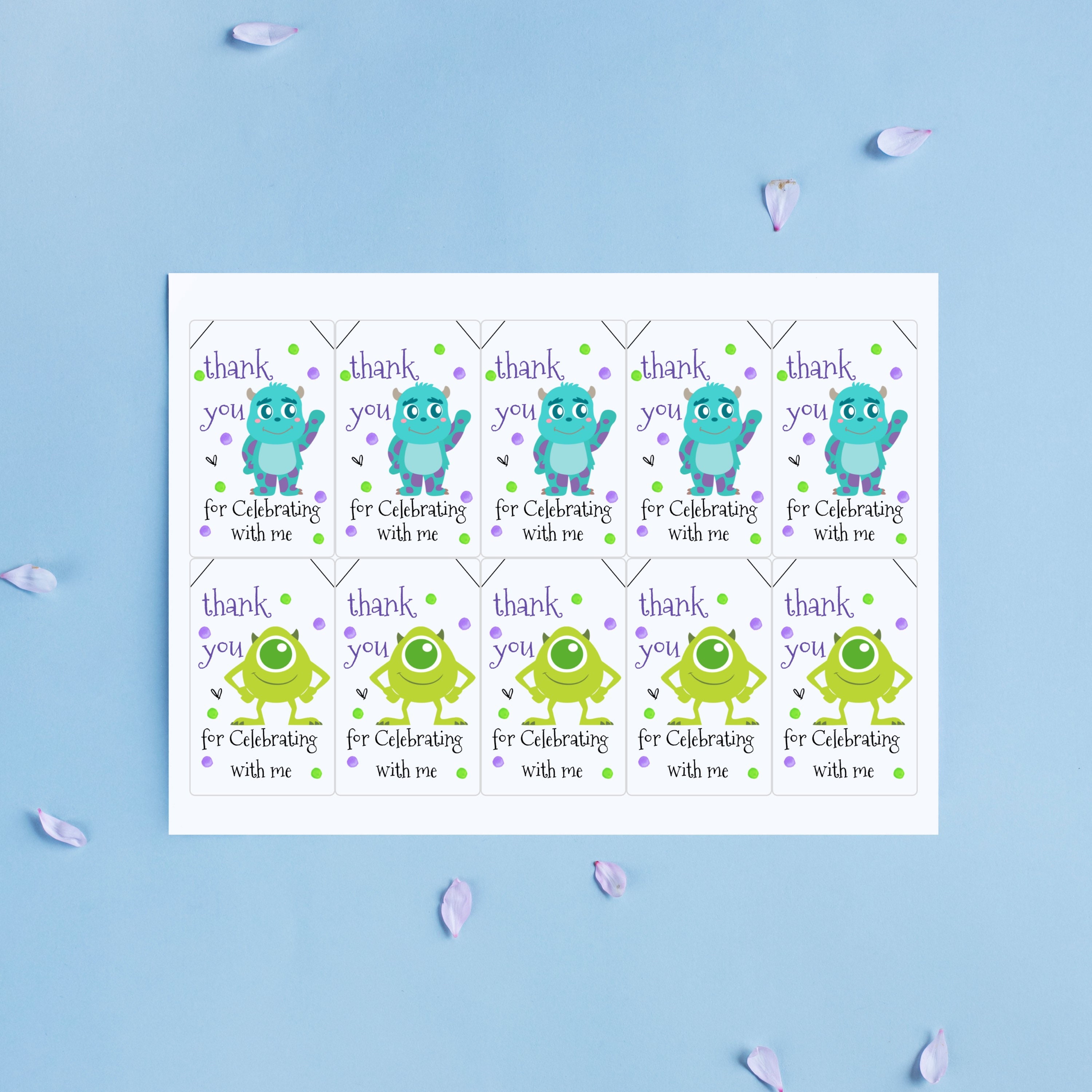 Monster Inc Inspired Favor Tags Monster Printable Favor Tags - Etsy