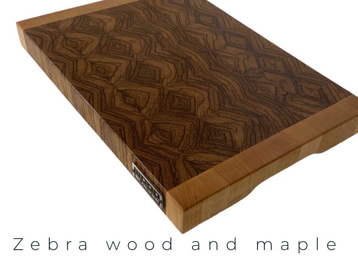 Cutting Board Edge Grain Zebra Wood and Maple./ Butcher Block.zebra ...