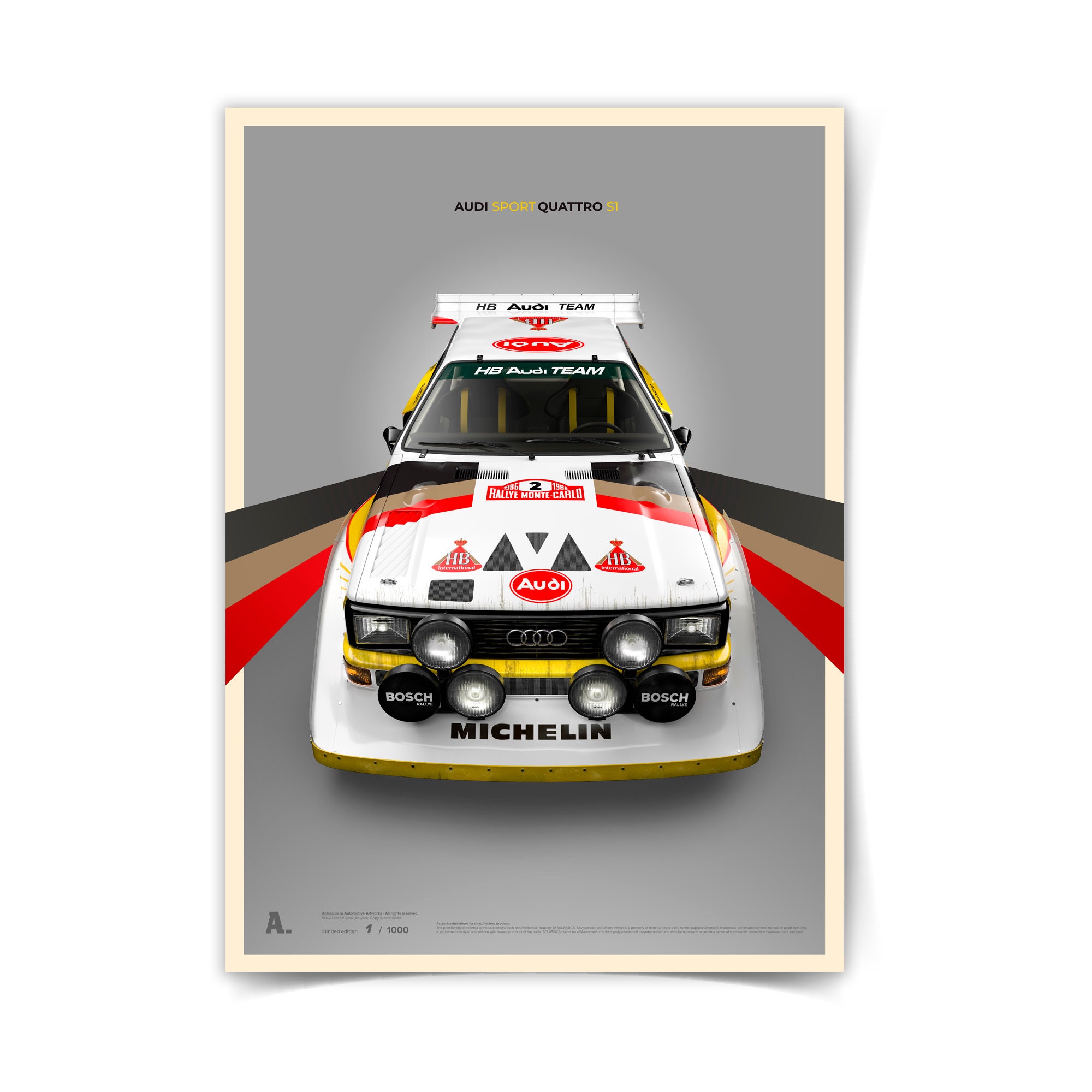 Audi Poster Quattro S1 E2 Front Automotive Racing Icons Car | Etsy
