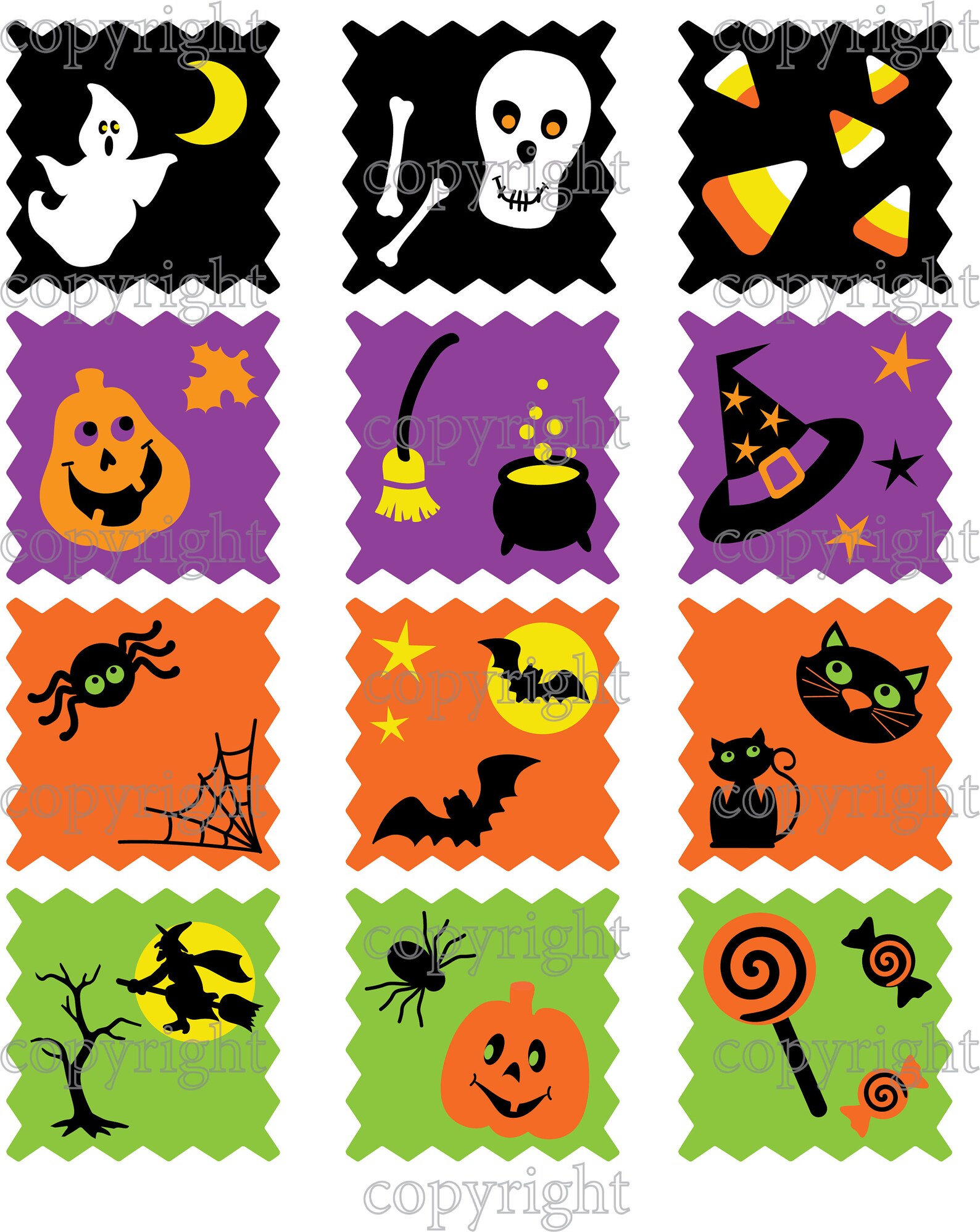 HALLOWEEN SQUARES Digital Art Printable Paper Crafts Clip - Etsy
