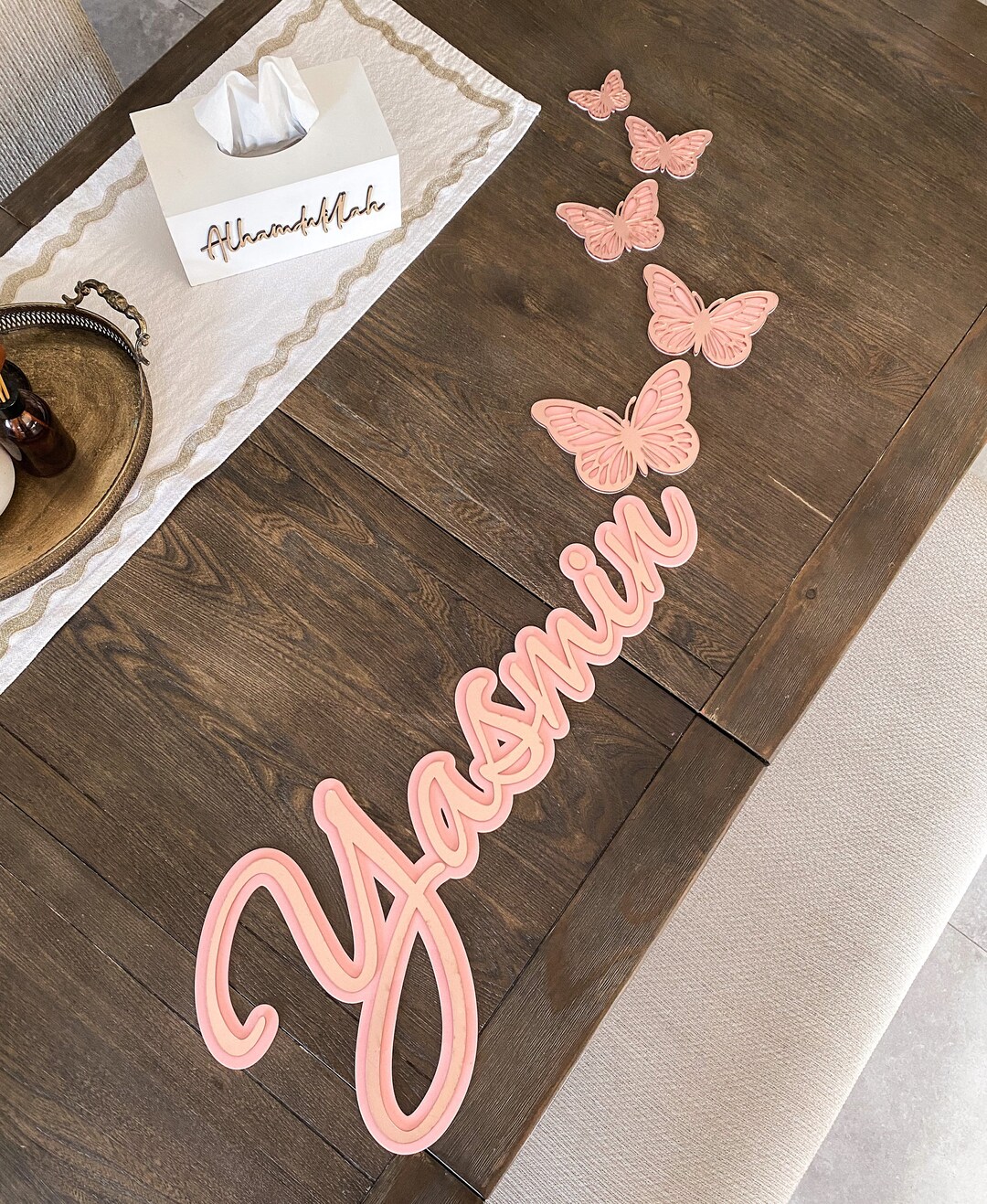 Kids Colour Acrylic Layered Wall Mount Names With Butterflies - Etsy