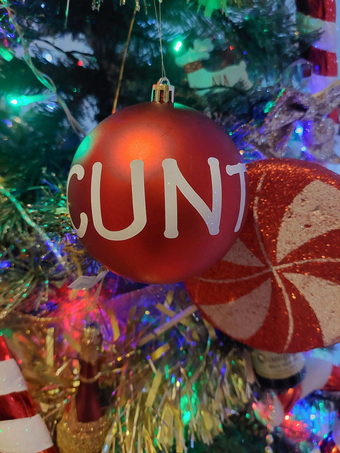 Giant C*nt Swearing Christmas Tree Bauble Decoration Unique Christmas ...