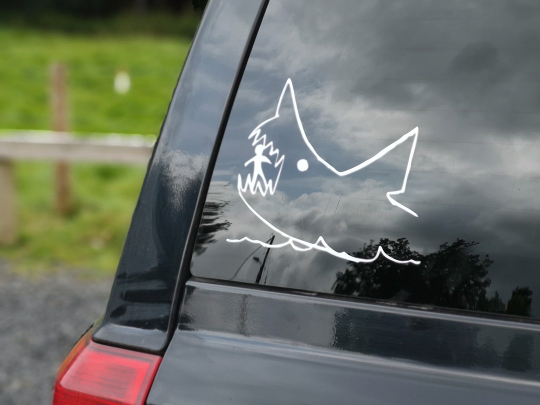 Man Eating Great White Shark Fish Movie Fan Car Bumper Decal Vinyl ...