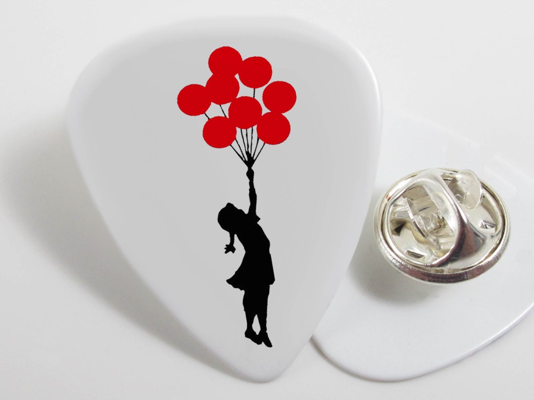 Banksy Balloon Girl Plectrum Pin Back Badge Brooch Guitar Pick Novelty ...