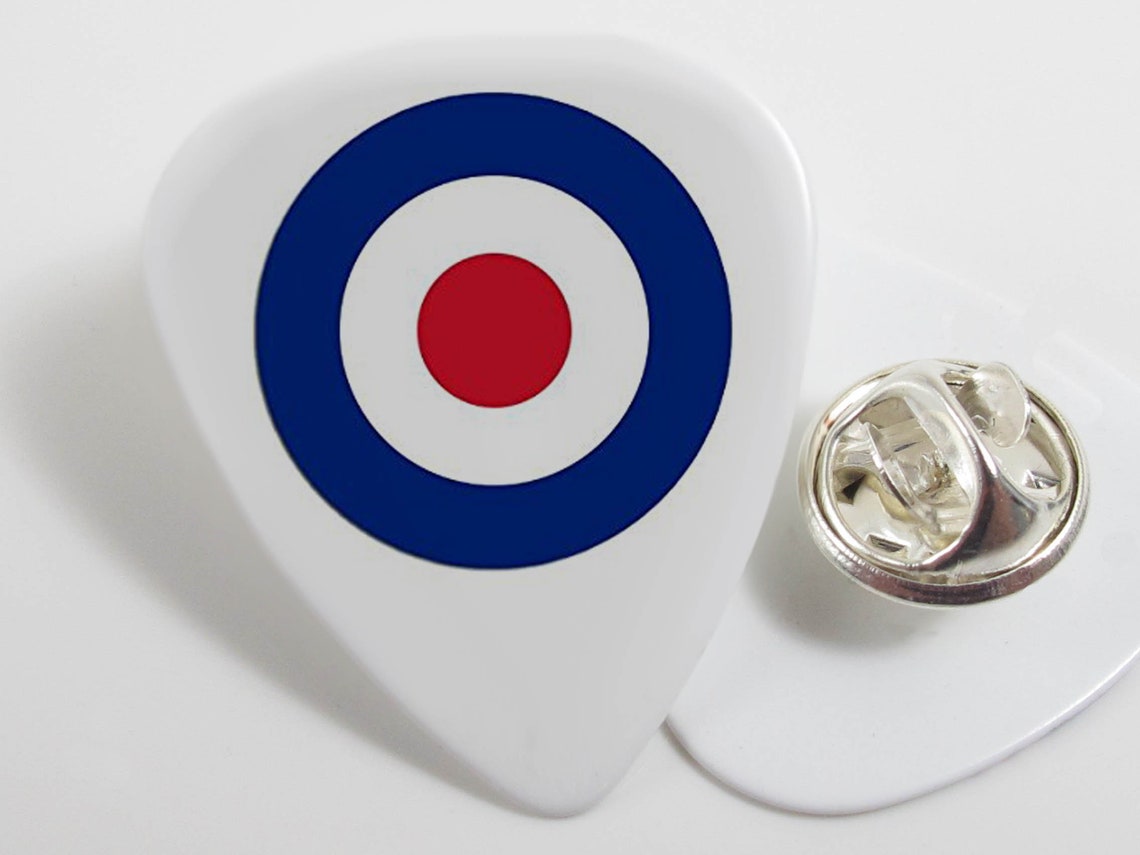 Mod RAF Target Plectrum Pin Back Badge Brooch Guitar Pick Novelty ...