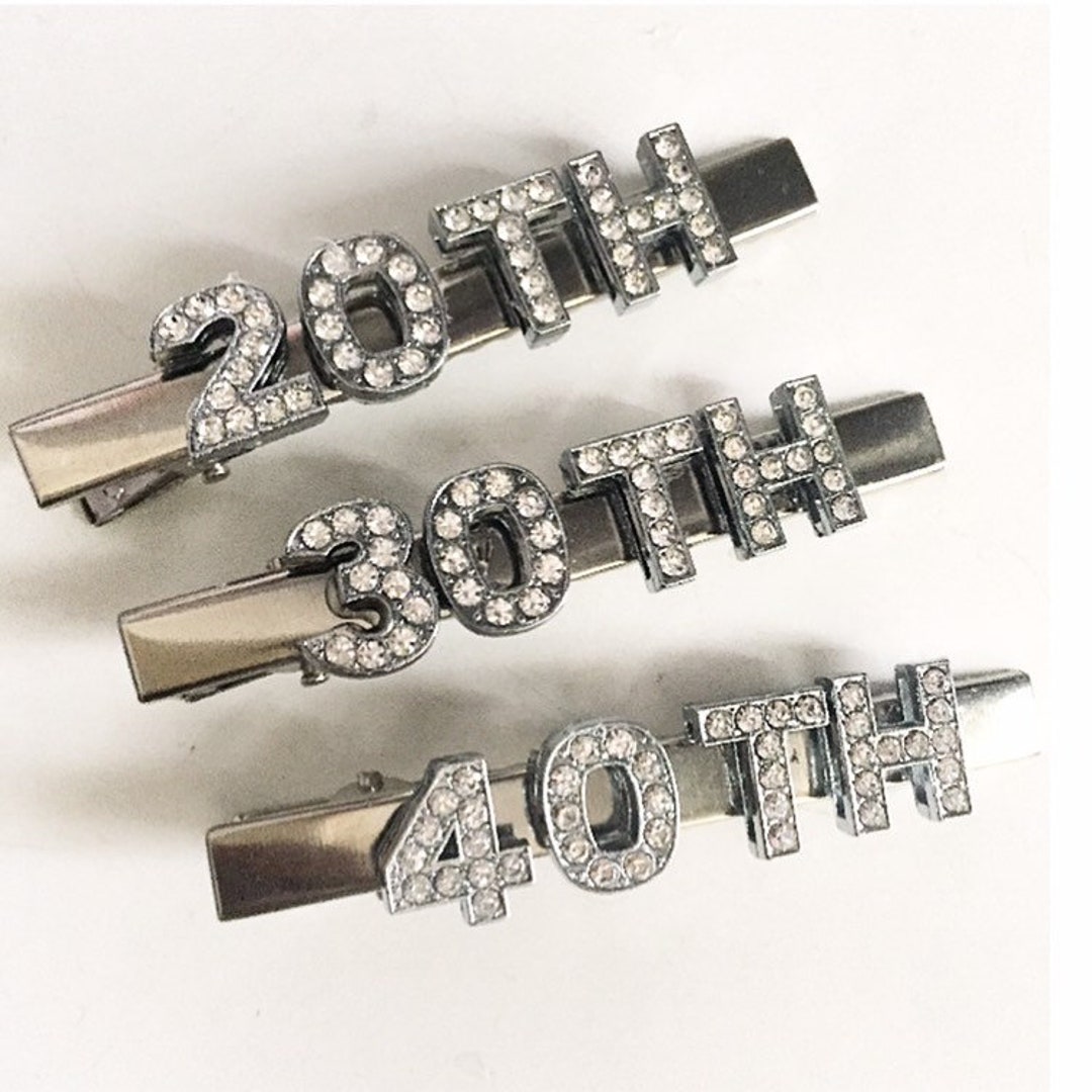 Custom Hair Clip, 20th 30th 40th Birthday Customised Hair Clip, Numbers ...