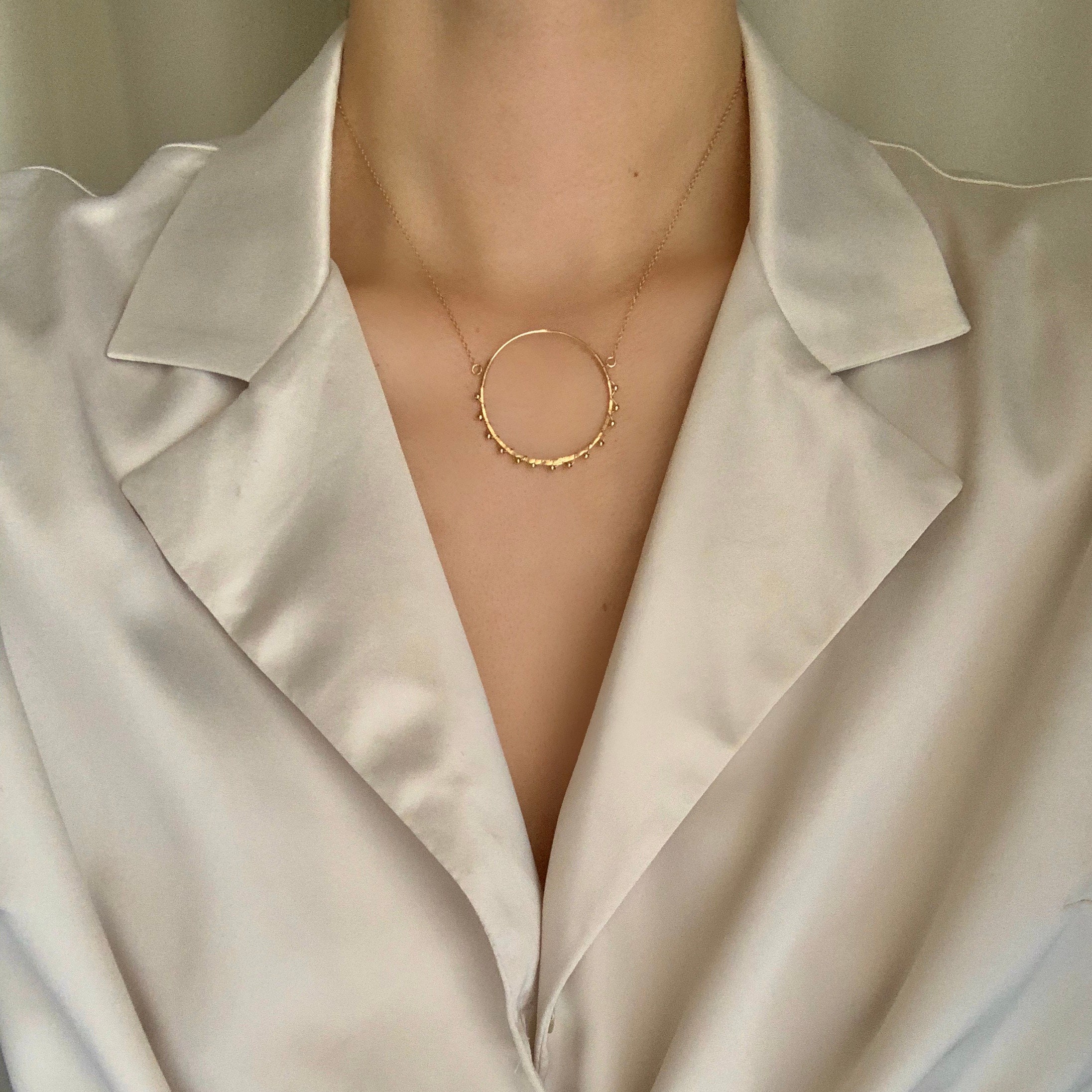 Circle Necklace Simple Circle Necklace Handmade Necklace - Etsy