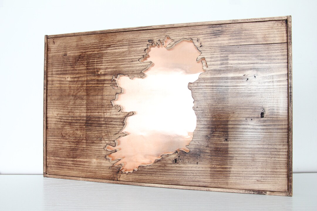 A Beautiful Handmade Map of Ireland. Copper and Wood Irish Wall Art ...