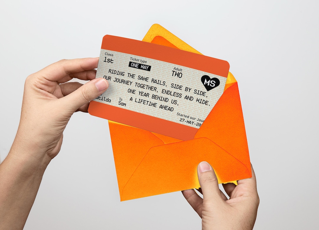 Personalised Train Ticket Anniversary Card, Custom Anniversary Card ...