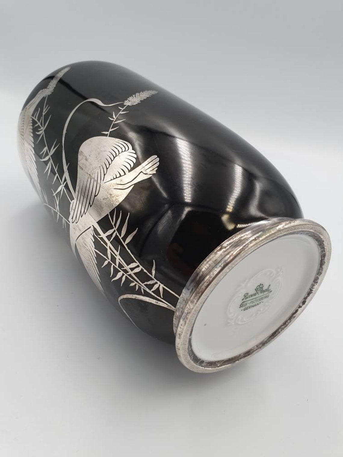 Rosenthal Selb-plossberg Silver Overlay Vase With Flying Birds 1955 - Etsy