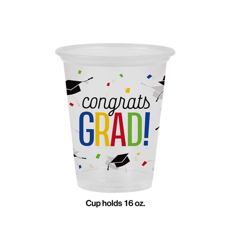 Graduation “congrats Grad” Plastic Disposable Cups – 24 Count - Etsy