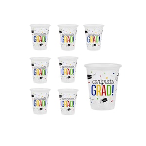 Graduation “congrats Grad” Plastic Disposable Cups – 24 Count - Etsy