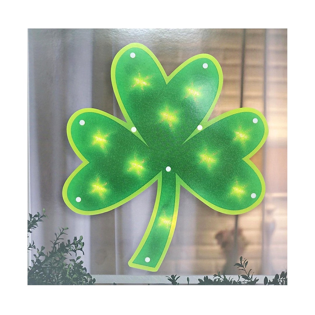 St. Patrick’s Day Lighted Shamrock Window Silhouette Decoration - 1 ...