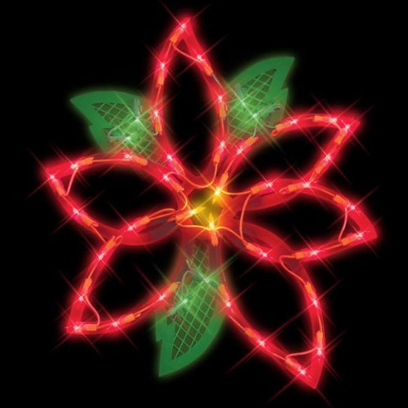 Christmas Poinsettia Lighted Instant Décor Window Decoration – 1 Piece ...