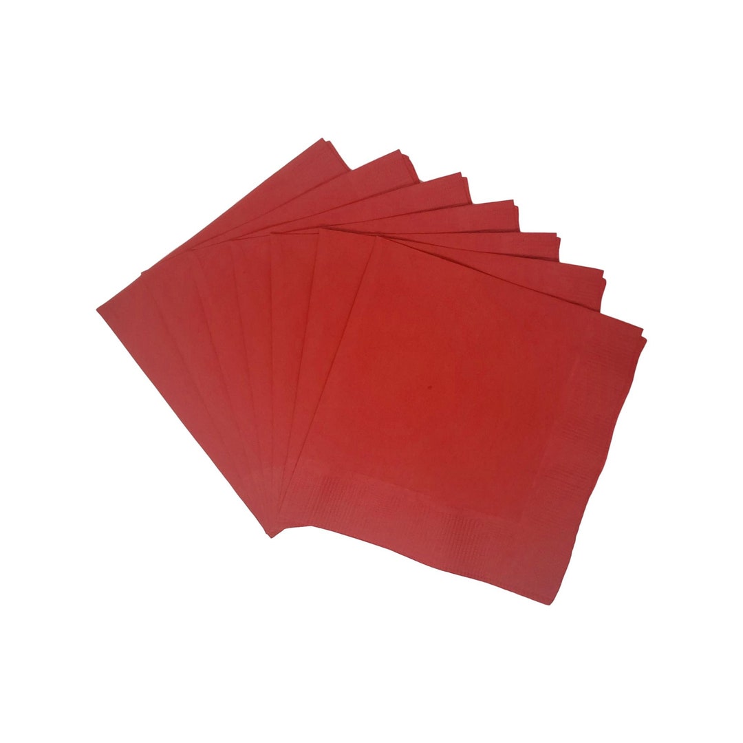 Red Plain Solid Color Paper Disposable Cocktail Beverage Napkins - Etsy