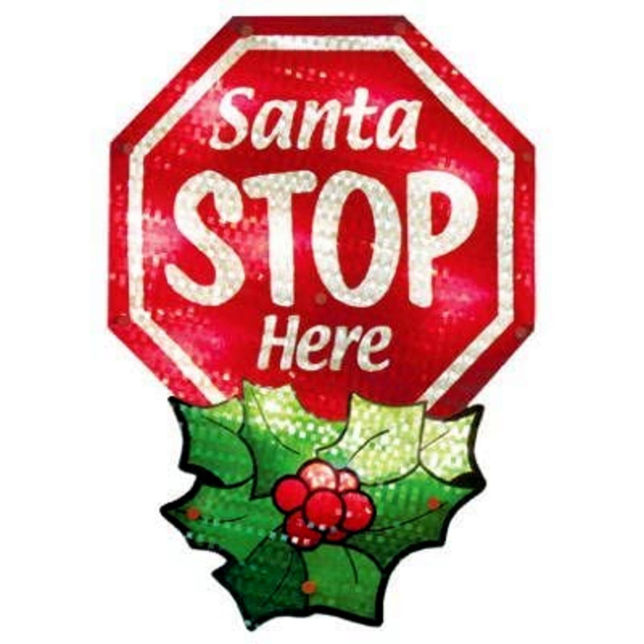 Christmas Santa Stop Sign Lighted Instant Décor Window Decoration – 1 ...
