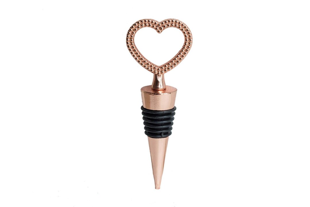Rose Gold Metal Heart-shaped Wine Bottle Stopper Wedding Favor With ...