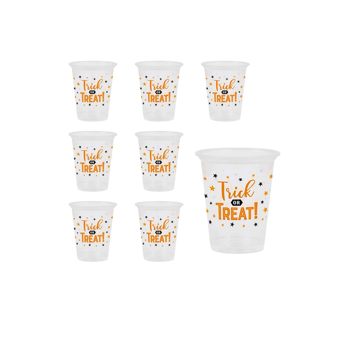 Halloween “trick or Treat” Plastic Disposable Cups – 8 Count - Etsy